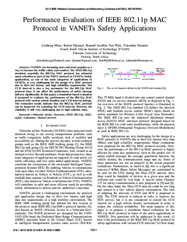 Pdf Performance Evaluation Of Ieee 802 11p Mac Protocol In Vanets Safety Applications Karim