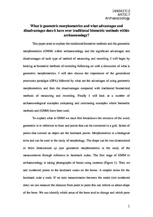 (DOC) What is geometric morphometrics and what advantages and ...