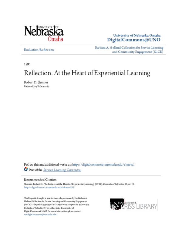 (PDF) Reflection: At the Heart of Experiential Learning