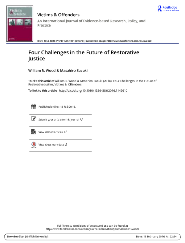 (PDF) Four Challenges in the Future of Restorative Justice