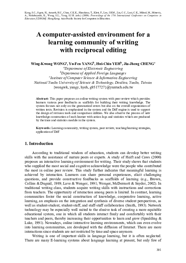 (PDF) A computer-assisted environment for a learning community of ...