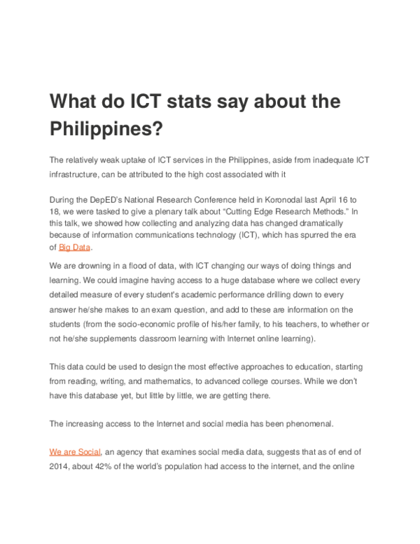 (DOC) What do ICT stats say about the Philippines