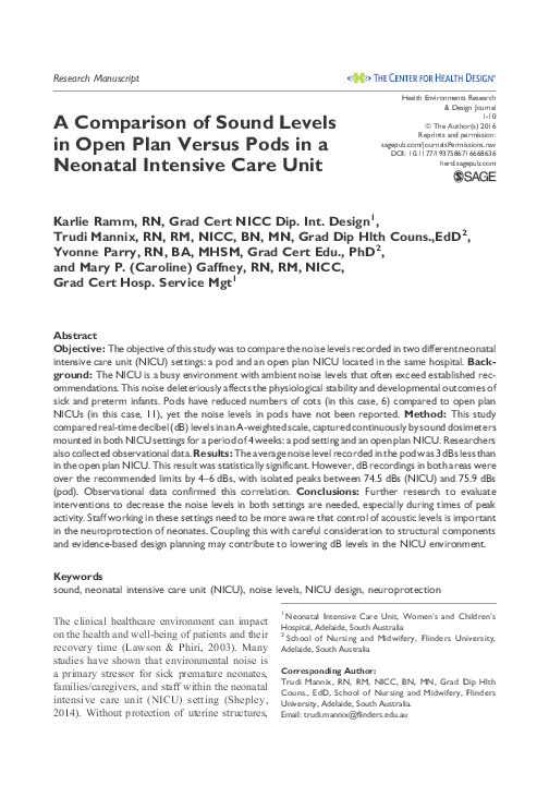 (PDF) A Comparison of Sound Levels in Open Plan Versus Pods in a ...