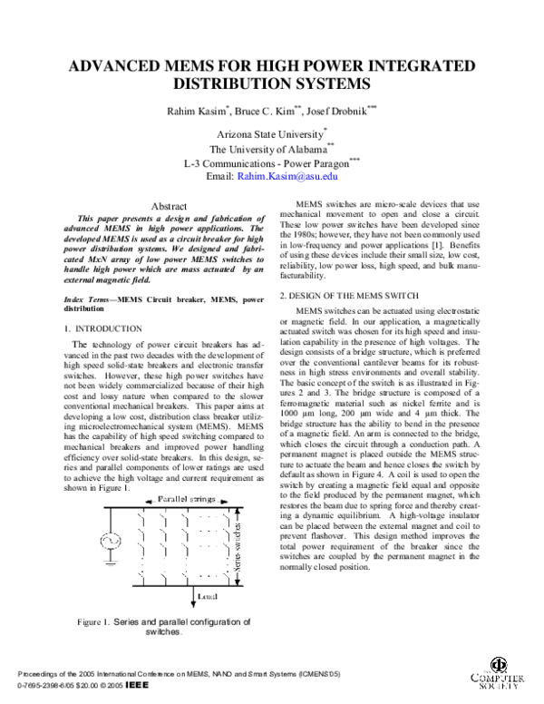 (PDF) Advanced Mems for High Power Integrated Distribution Systems