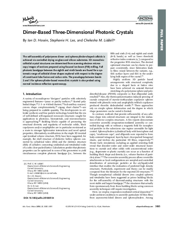 (PDF) Dimer-Based Three-Dimensional Photonic Crystals