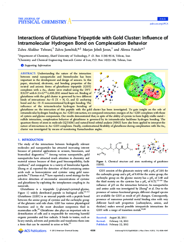 (PDF) Interactions of Glutathione Tripeptide with Gold Cluster ...