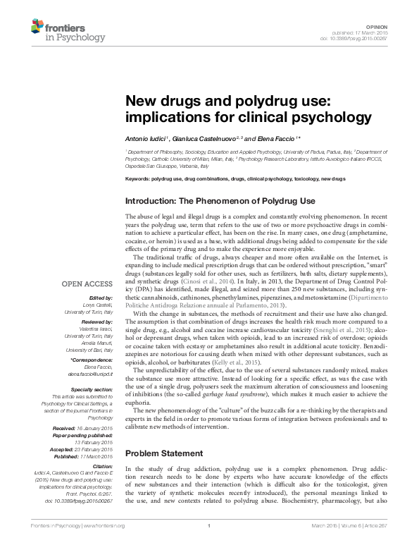(PDF) New drugs and polydrug use: implications for clinical psychology