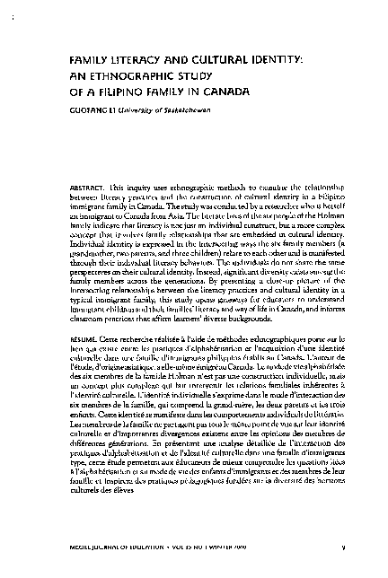 (PDF) Family literacy and cultural identity: An ethnographic study of a ...