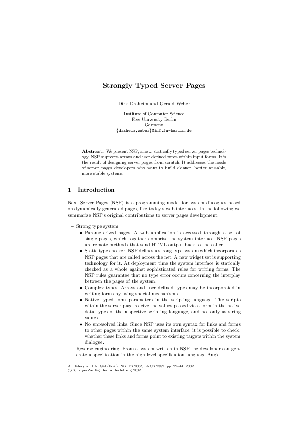 (PDF) Strongly Typed Server Pages