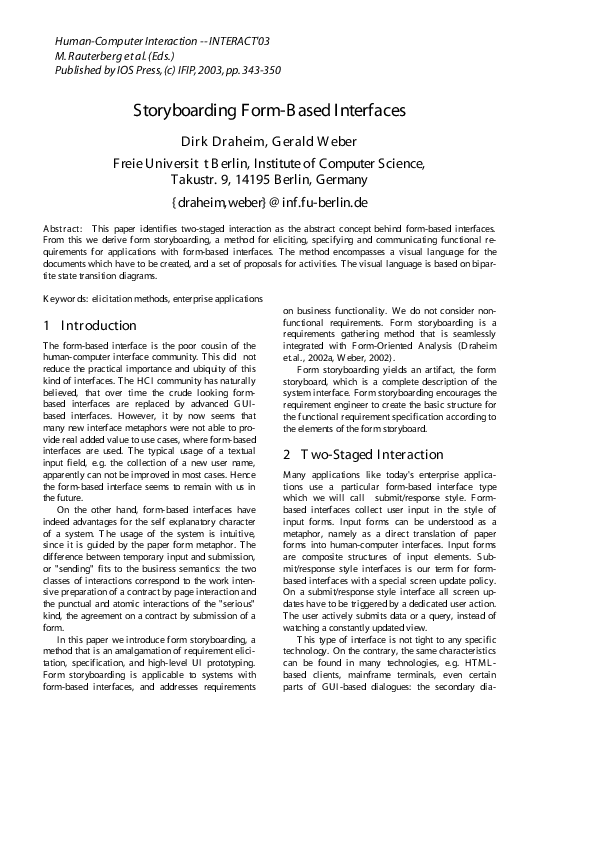 (PDF) Storyboarding Form-Based Interfaces | Dirk Draheim - Academia.edu
