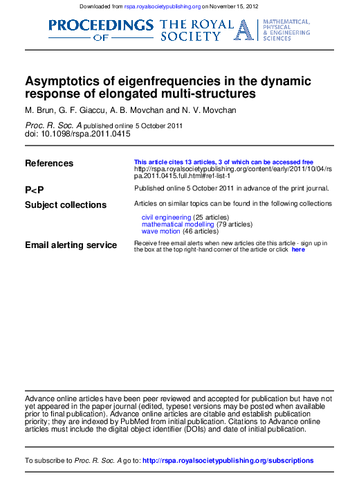 (PDF) Asymptotics of eigenfrequencies in the dynamic response of elongated multi-structures