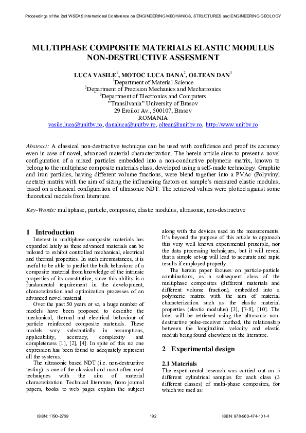 (PDF) Multiphase composite materials elastic modulus non-destructive assesment