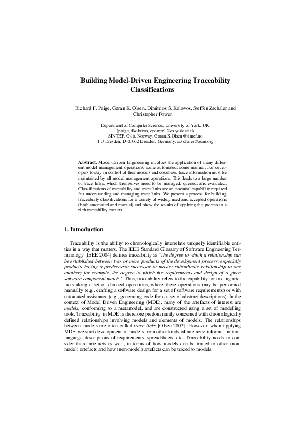 Pdf Building Model Driven Engineering Traceability Classifications