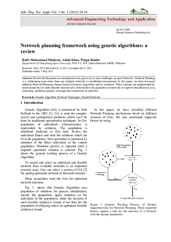 Pdf Network Planning Framework Using Genetic Algorithms A Review