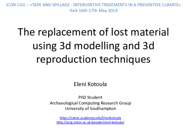 (PDF) The replacement of lost material using 3d modelling and 3d ...