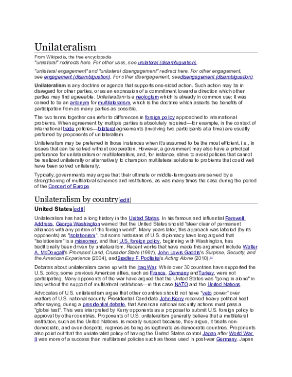 (DOC) Unilateralism