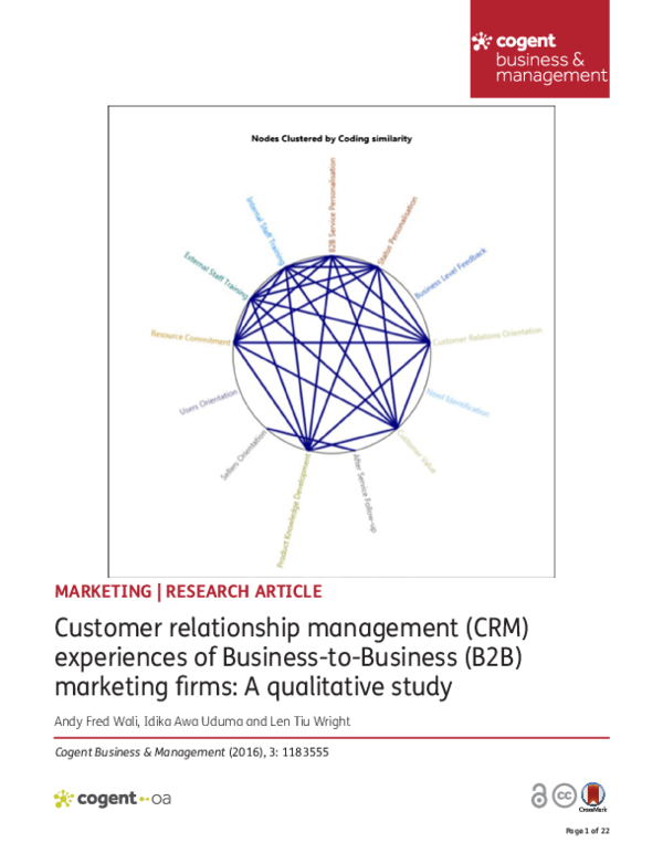 (PDF) Customer relationship management (CRM) experiences of Business-to ...