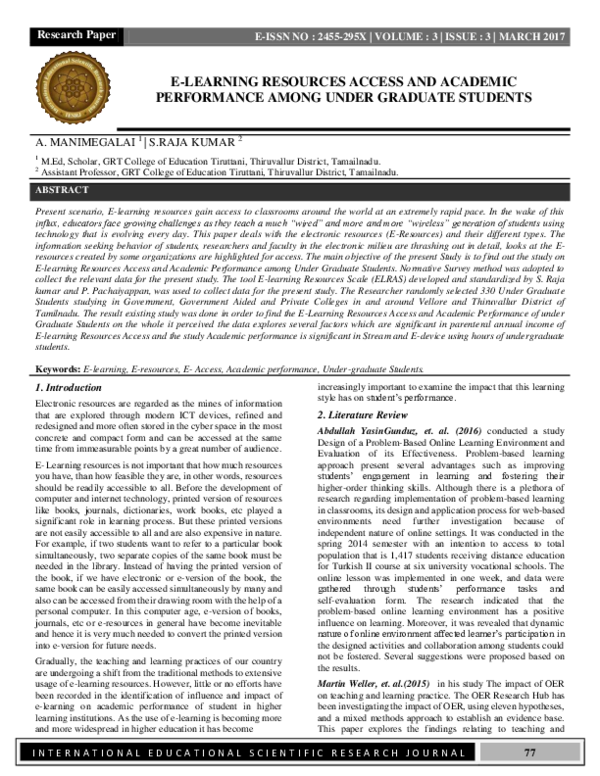 (PDF) E-LEARNING RESOURCES ACCESS AND ACADEMIC PERFORMANCE AMONG UNDER ...