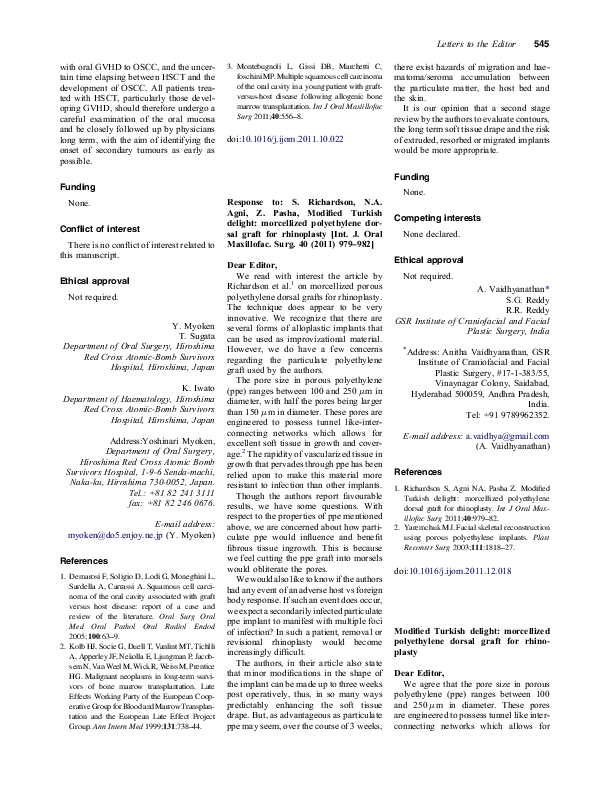 (PDF) Modified Turkish delight: morcellized polyethylene dorsal graft ...