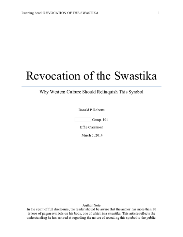 (DOC) Revocation of the Swastika Why Western Culture Should Relinquish ...
