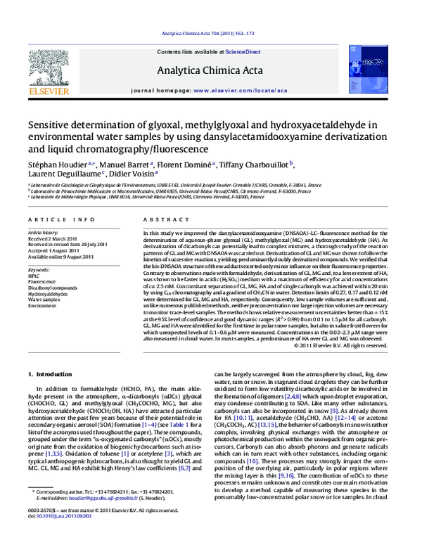 (PDF) Sensitive determination of glyoxal, methylglyoxal and ...