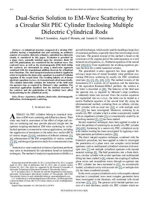Dual-Series Solution to EM-Wave Scattering by a Circular Slit PEC ...
