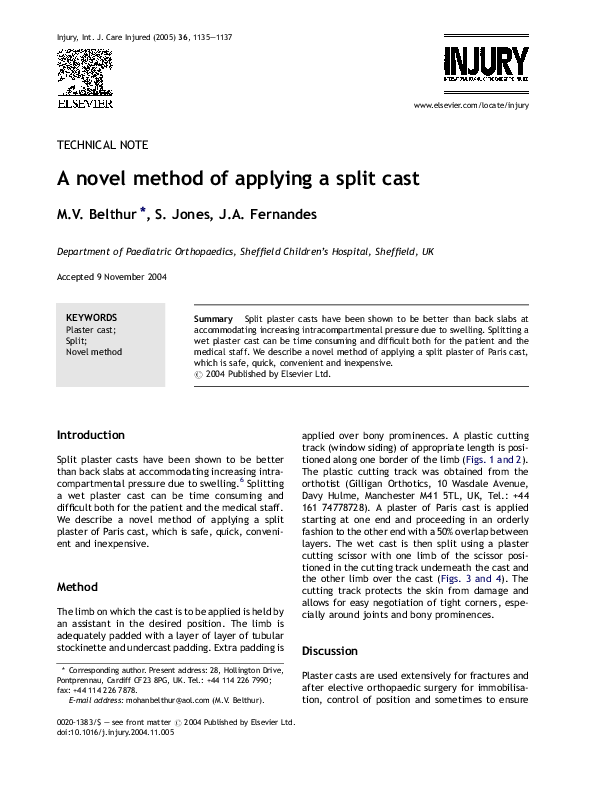 (PDF) A novel method of applying a split cast