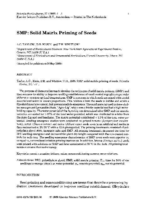 (PDF) SMP: Solid matrix priming of seeds