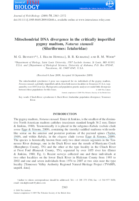 (PDF) Mitochondrial DNA divergence in the critically imperilled pygmy ...