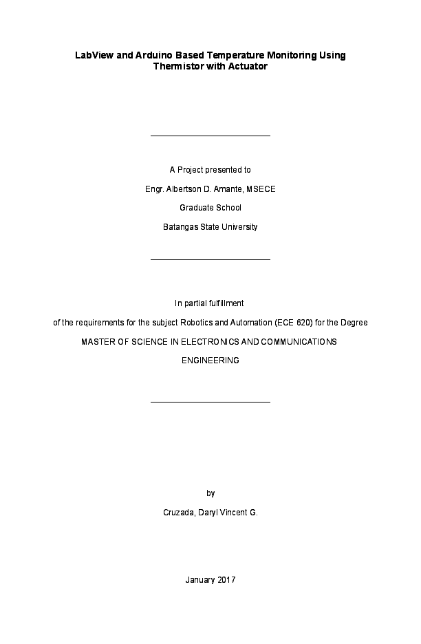 Doc Labview And Arduino Based Temperature Monitoring Using Thermistor With Actuator Labview
