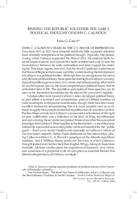 (PDF) Binding the Republic Together: The Early Political Thought of ...