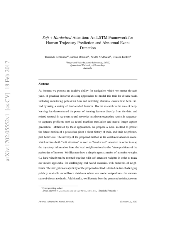 Pdf Soft Hardwired Attention An Lstm Framework For Human Trajectory Prediction And Abnormal