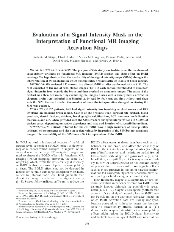 (PDF) Evaluation of a signal intensity mask in the interpretation of functional MR imaging ...