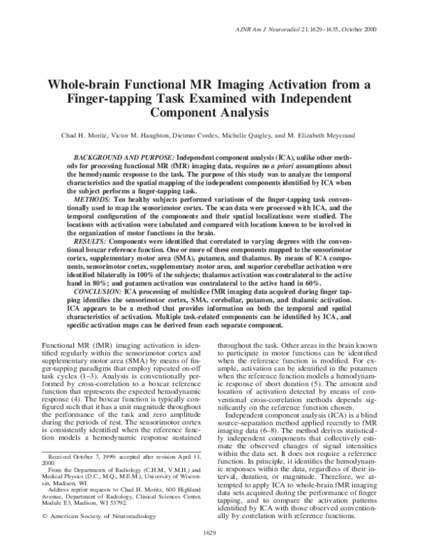 (PDF) Whole-brain functional MR imaging activation from a finger-tapping task examined with ...