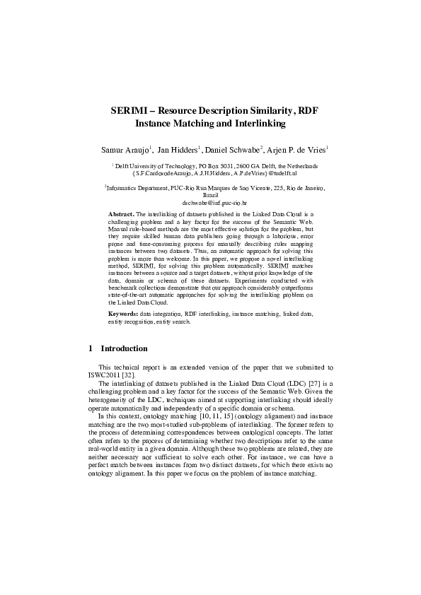 (PDF) SERIMI-resource description similarity, RDF instance matching and ...
