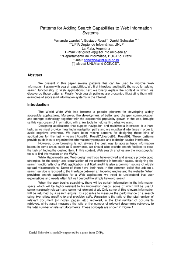 (PDF) Patterns for adding search capabilities to Web Information Systems