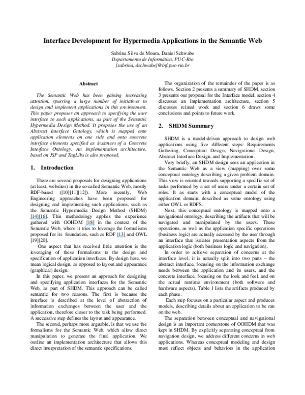 (PDF) Interface development for hypermedia applications in the semantic web