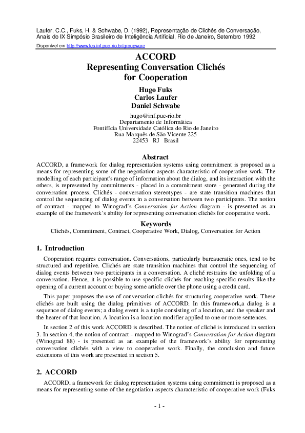 (PDF) ACCORD Representing Conversation Clichés for Cooperation