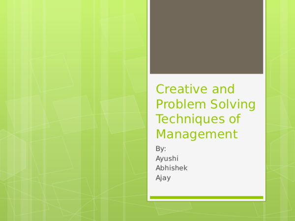 (PPT) Creative and Problem Solving Techniques of Management