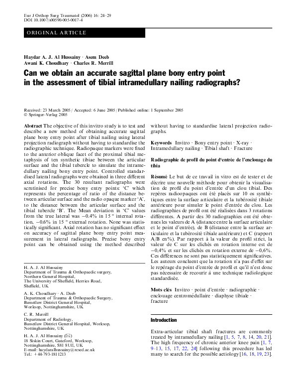 (PDF) Can we obtain an accurate sagittal plane bony entry point in the ...