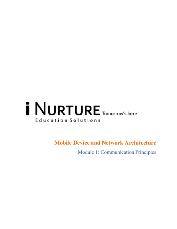 (PDF) Mobile Device and Network Architecture Module 1: Communication ...