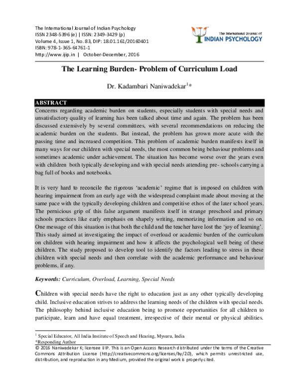 (PDF) The Learning Burden-Problem of Curriculum Load