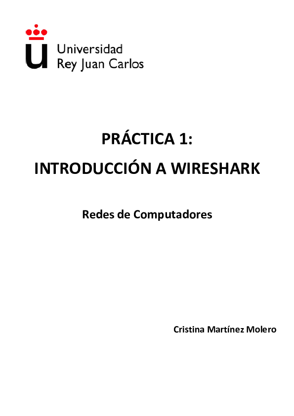 (PDF) PRÁCTICA 1: INTRODUCCIÓN A WIRESHARK Redes de Computadores