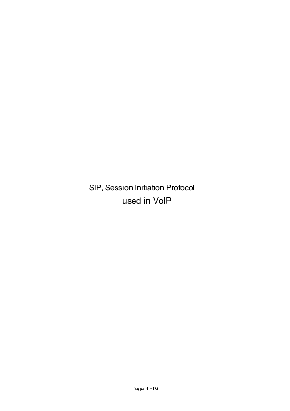 (DOC) SIP, Session Initiation Protocol used in VoIP