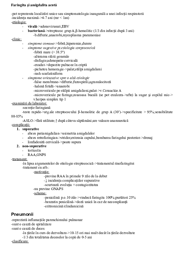 (DOC) Faringita şi amigdalita acută