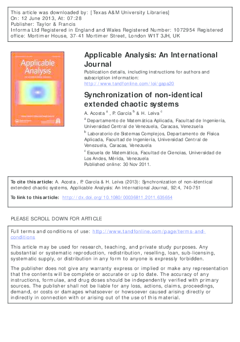 (PDF) Synchronization of non-identical extended chaotic systems Synchronization of non-identical ...
