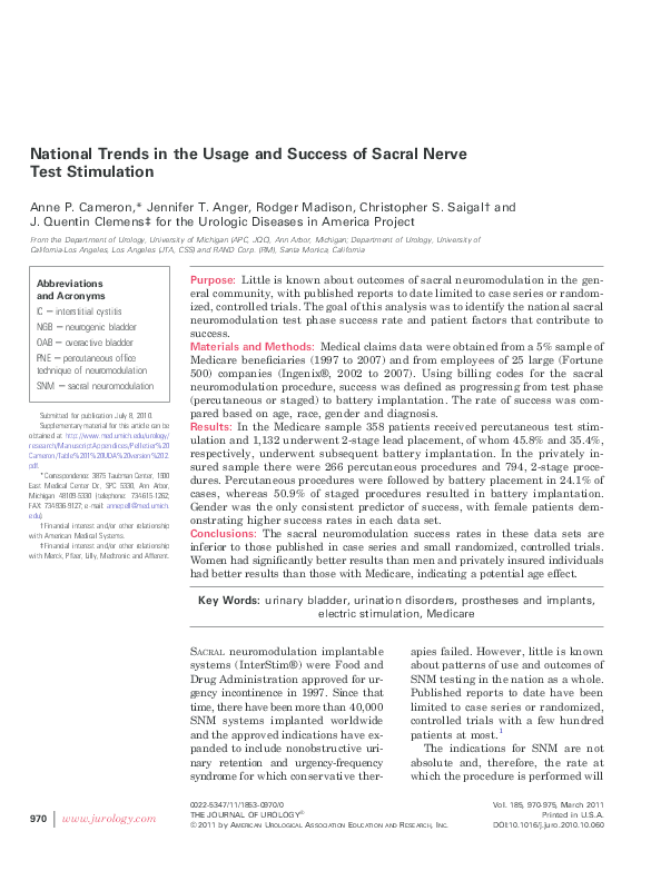 (PDF) National Trends in the Usage and Success of Sacral Nerve Test ...