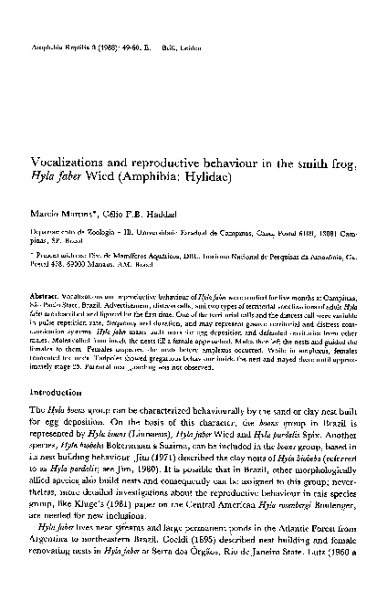 (PDF) Vocalizations Hyla faber | p c - Academia.edu