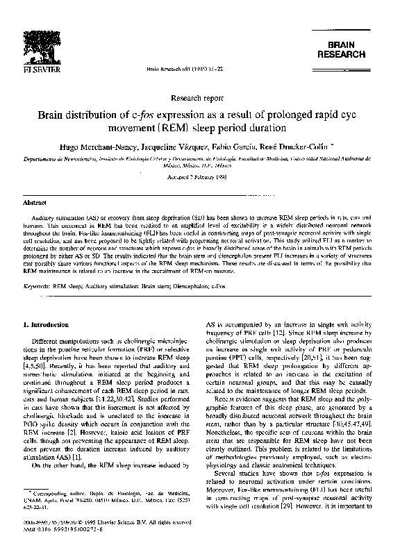Pdf Brain Distribution Of C Fos Expression As A Result Of Prolonged