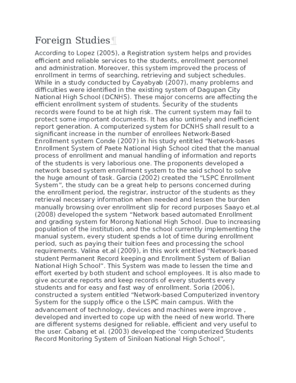 (DOC) Foreign Studies